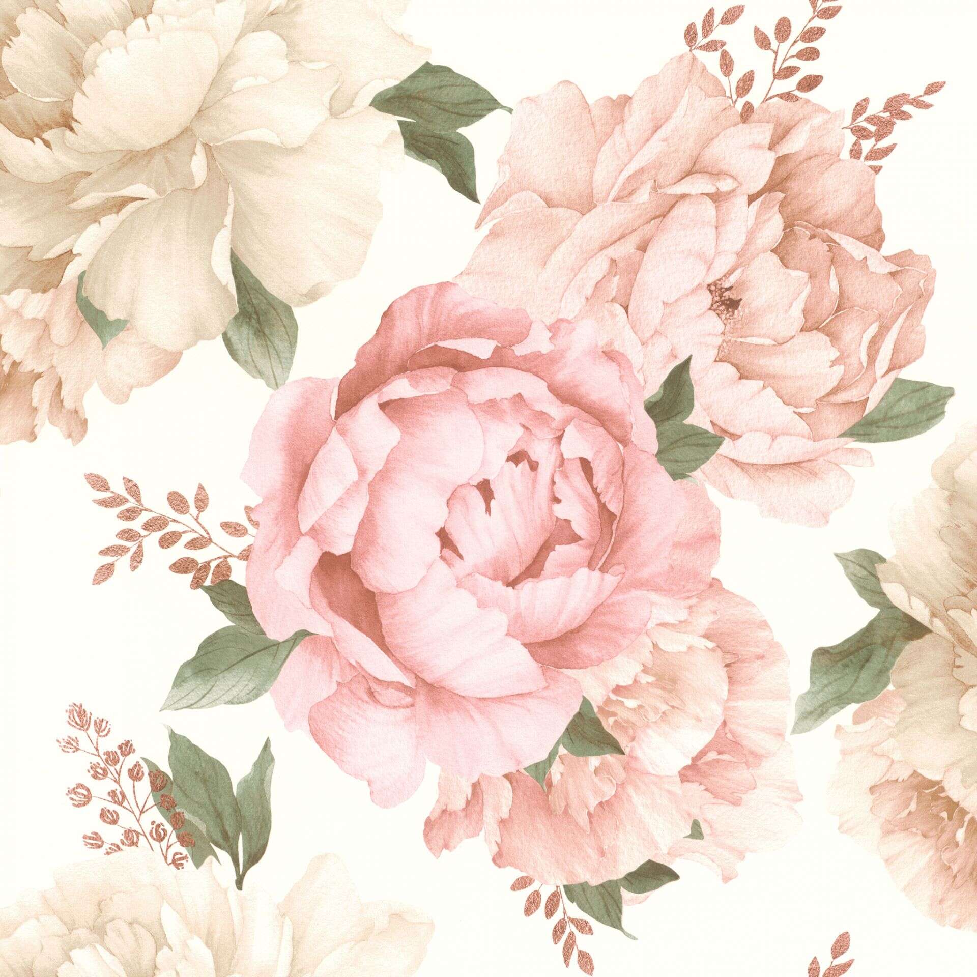 Paper wallpaper with large roses 278705 | 10-278705