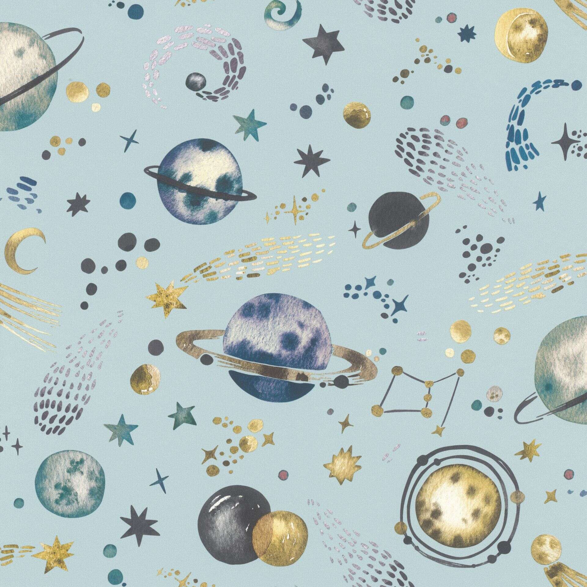 Wallpaper space and planets in Blue Kids World 300949 | 0,53 m | 10,05 ...